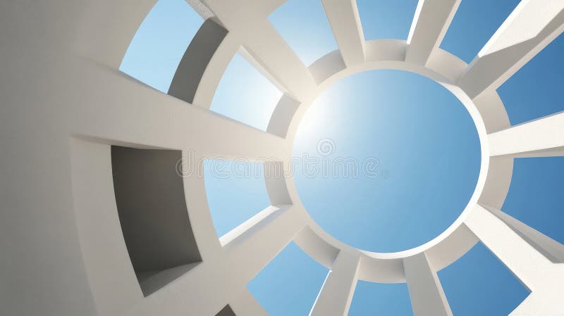 Modern White Structures Framing a Circular Opening To the Sky, with ...