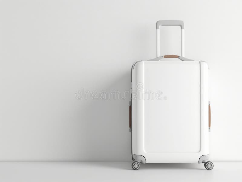 Modern White Suitcase Against a Plain Background Stock Photo - Image of ...