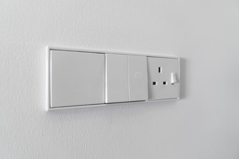 Modern white switch. stock image. Image of button, lamp - 121258667