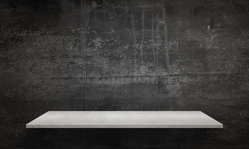 Modern White Table with Legs and Free Space. Black Wall Texture in ...