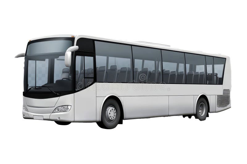 Modern White Tour Bus with Large Windows Isolated on Transparent ...
