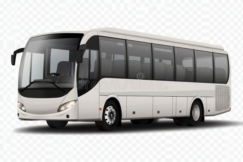 Modern White Tour Bus with Large Windows Isolated on Transparent ...