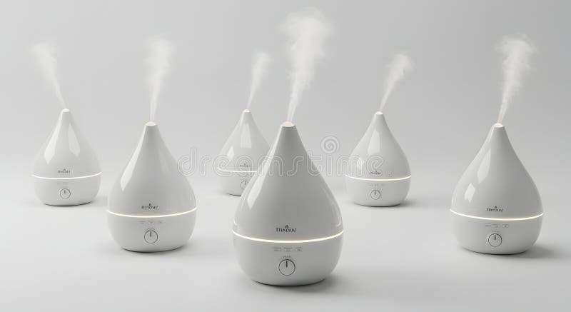 Modern White Ultrasonic Diffuser Humidifier Set for Aromatherapy Stock ...