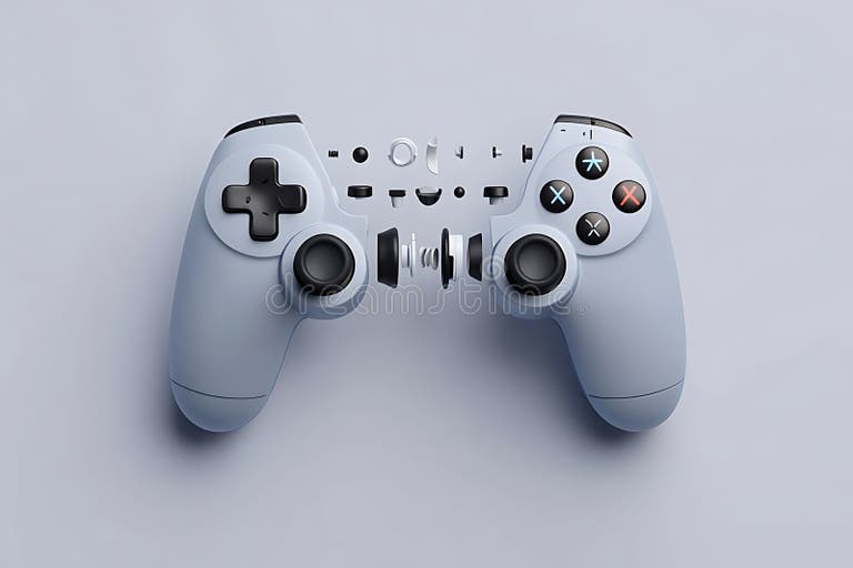 Modern White Video Game Controller on a Clean White Background Stock ...