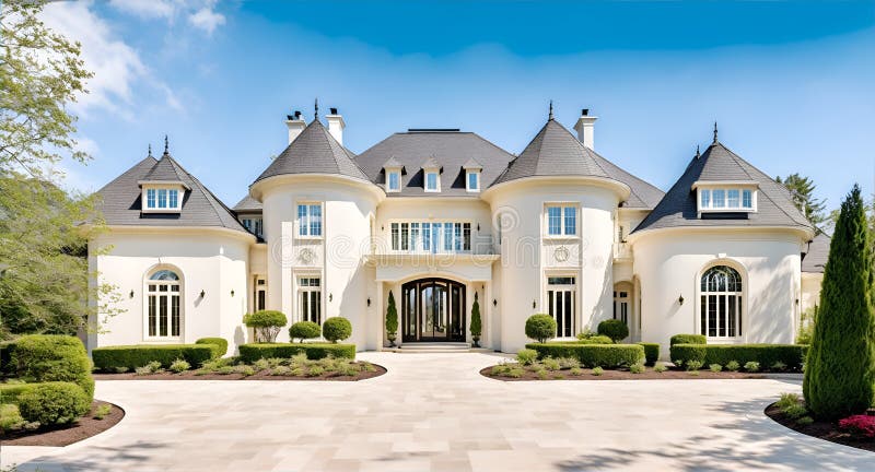 A Modern White Villa with Large Windows Created with Generative AI ...