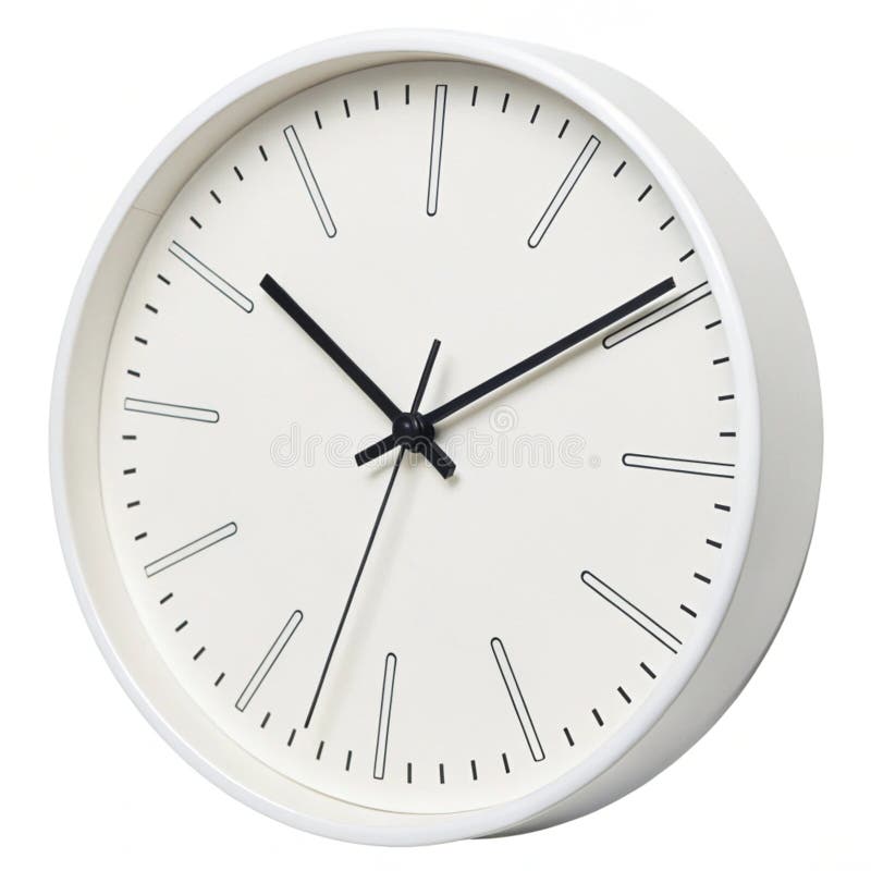 Modern White Wall Clock Isolated on Transparent Background Stock Photo - Image of timeless ...