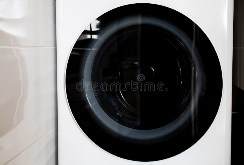 Modern White Washing Machine Stock Photo - Image of cleaning, hygiene ...