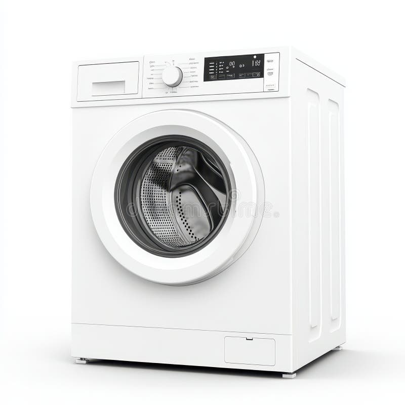 A Modern White Washing Machine Designed for Laundry Tasks Stock ...