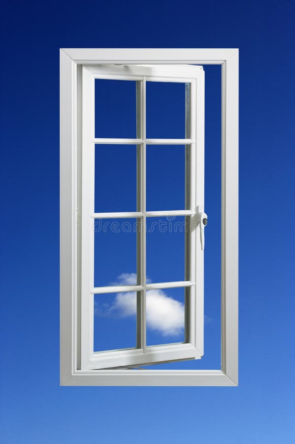 Modern White Window Frame in Blue Sky Stock Image - Image of cloud ...