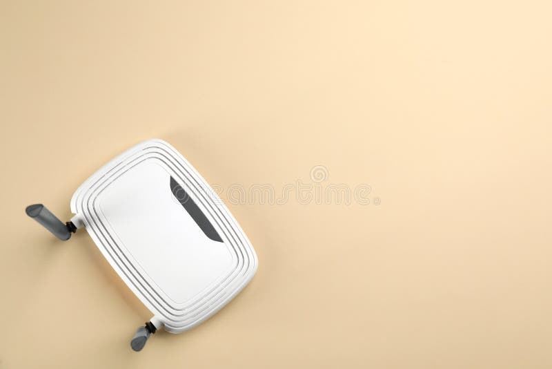 Modern Wi-Fi Router on Beige Background, Top View. Space for Text Stock ...