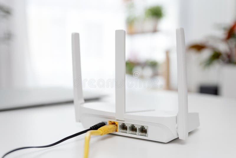 Modern Wi-fi Router on Light Table in Room Stock Image - Image of ...