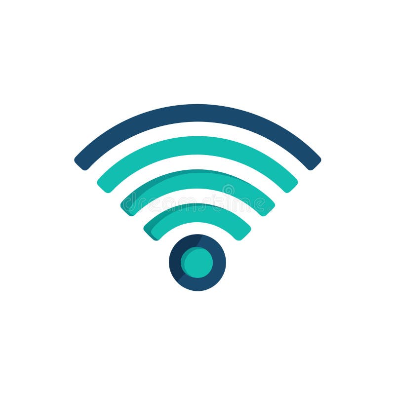 Modern Wifi Connection Icon: Wireless Network Signal Symbol in Teal and ...