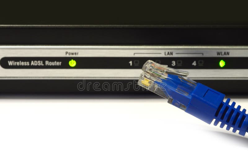 Modern WiFi Modem Router ADSL with LAN Cable Rj45. Stock Image - Image ...