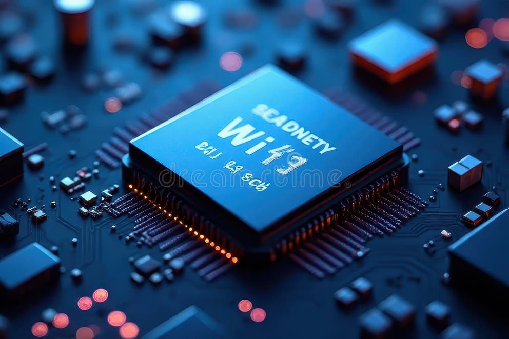 Modern WiFi 6 Tech Demonstration in Simple Layout Stock Illustration ...