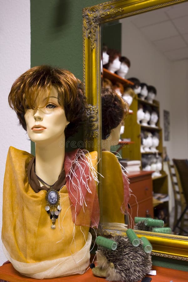 Modern Wig on a Dummy in a Shop Stock Photo - Image of female, colored ...