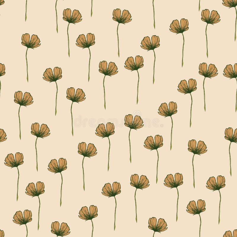 Modern Wild Flowers Seamless Pattern Design. Seamless Pattern with ...