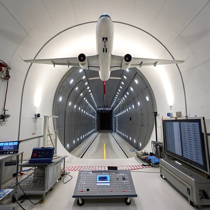Modern Wind Tunnel Experiment Testing Aerodynamics Stock Illustrations ...