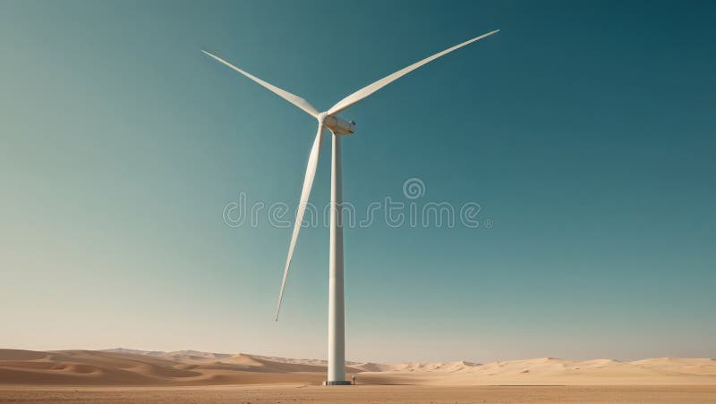 Modern Wind Turbine in a Clear Sky Overlooking the Middle East Stock ...