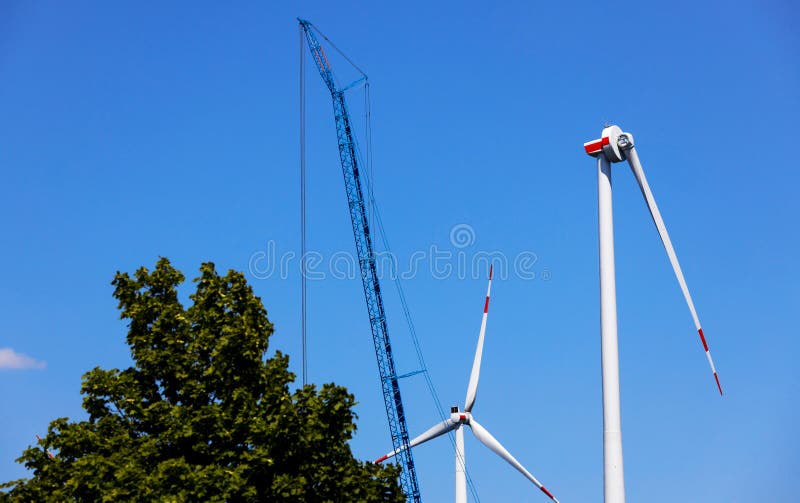 Wind Turbine Construction Site in a Forest Perpendicular Stock Photo ...