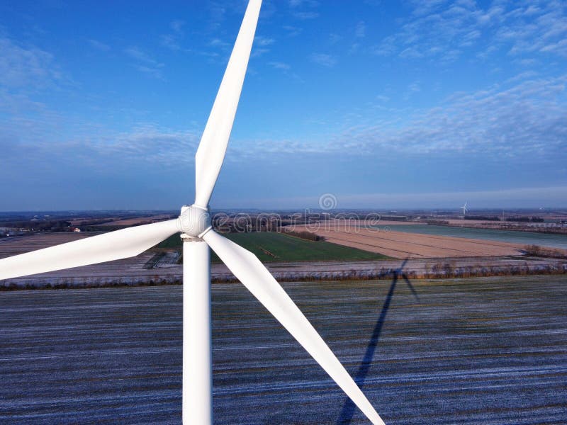 Modern Wind Turbine Stands in the Middle of a Rural Landscape Stock ...