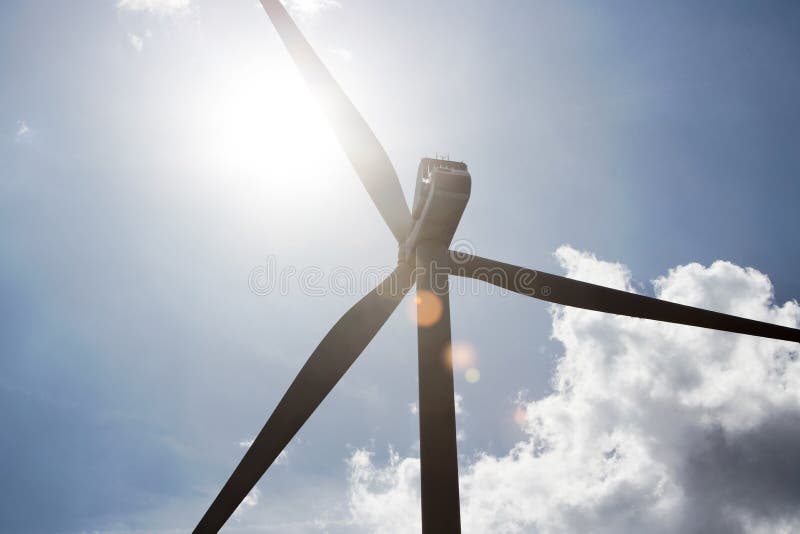 Modern Wind Turbine in Sun Rays Editorial Photography - Image of energy ...