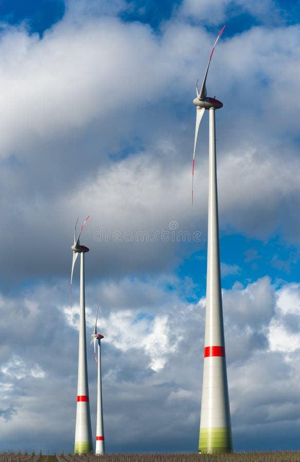 Modern wind-turbines stock photo. Image of field, clean - 37915048