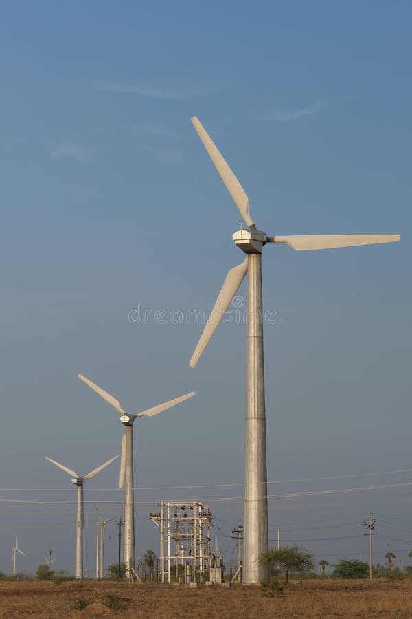 Modern wind turbines stock photo. Image of tamilnadu - 52683428