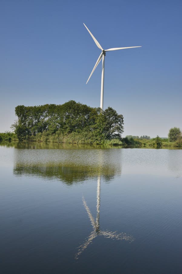 Modern Windmill in a Meadow with Cattle Stock Image - Image of energy ...