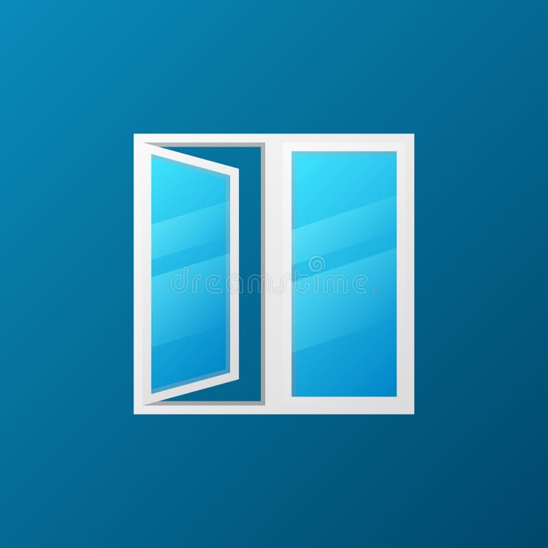 Modern Window with Blue Glass Vector Icon Stock Vector - Illustration ...