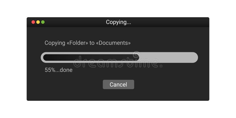 Modern Window with Copying Files in Dark Color. Stock Vector ...