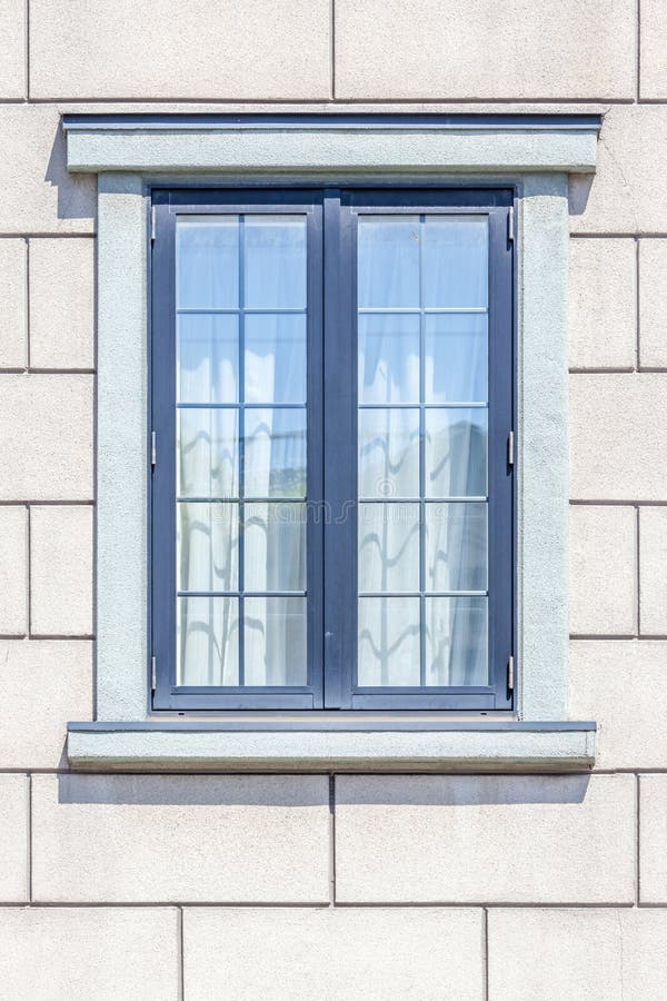 The Modern Window Frame on White Brick Wall Background. Stock Photo ...