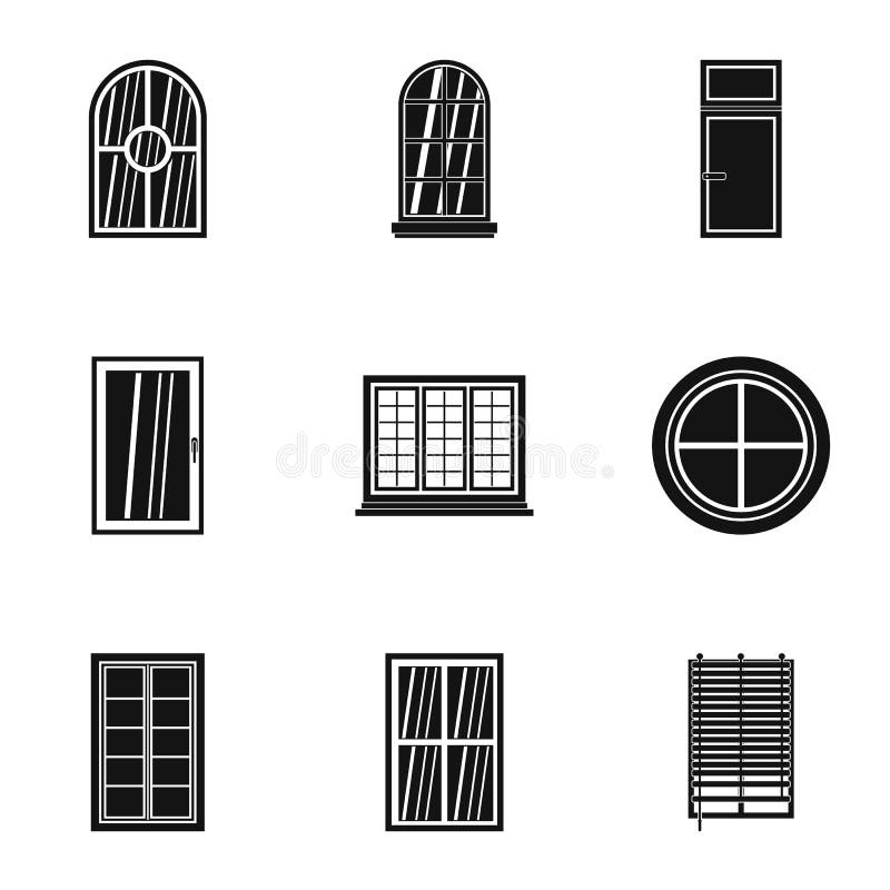 Modern Window Icon Set, Simple Style Stock Vector - Illustration of ...