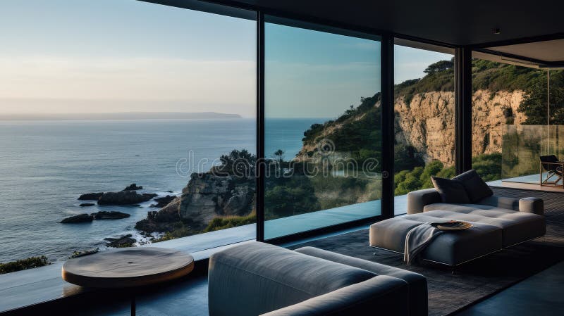 Modern window screen house stock illustration. Illustration of cliff ...