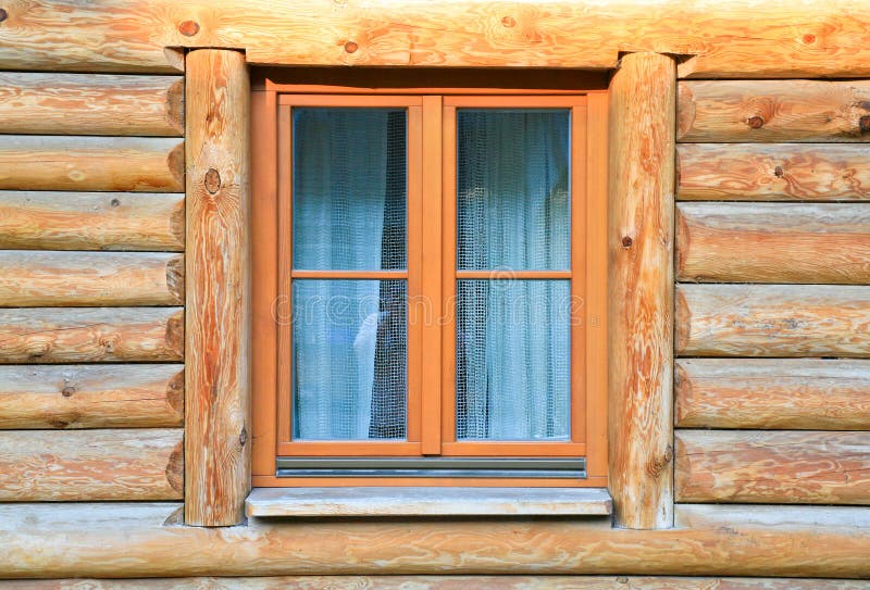Modern Window in Wood House Stock Photo - Image of present, curtain ...