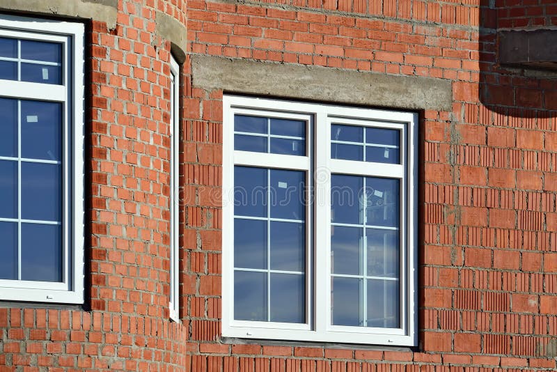 Modern Windows in a New House Stock Image - Image of outdoors, brick ...