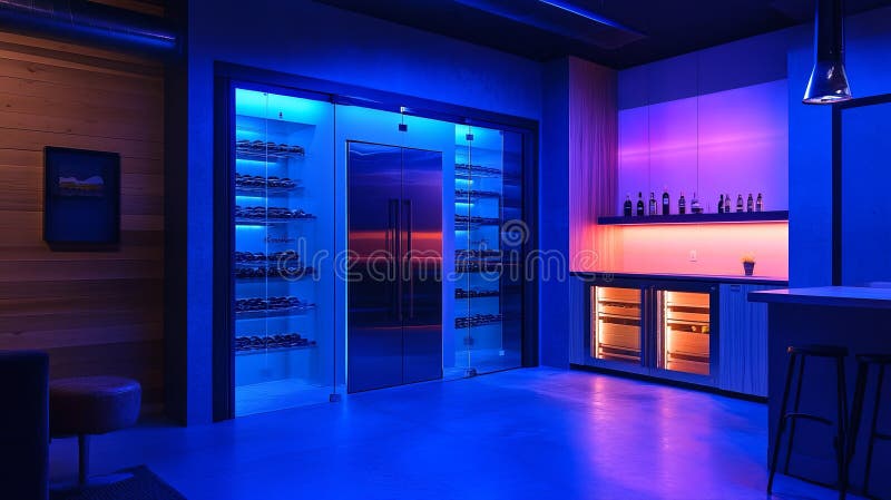 A Modern Wine Cellar with Temperature-controlled Glass Doors and LED Stock Photo - Image of ...