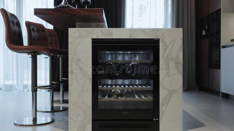 A Modern Wine Cooler Adds Functionality and Style To a Chic Kitchen ...