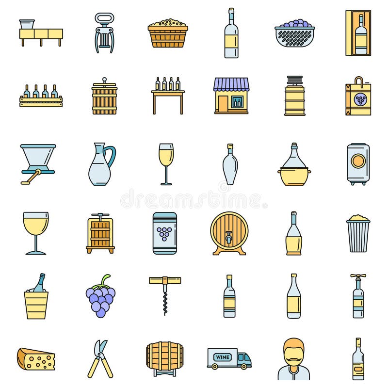 Modern Winemaker Icons Set Vector Color Line Stock Illustration ...