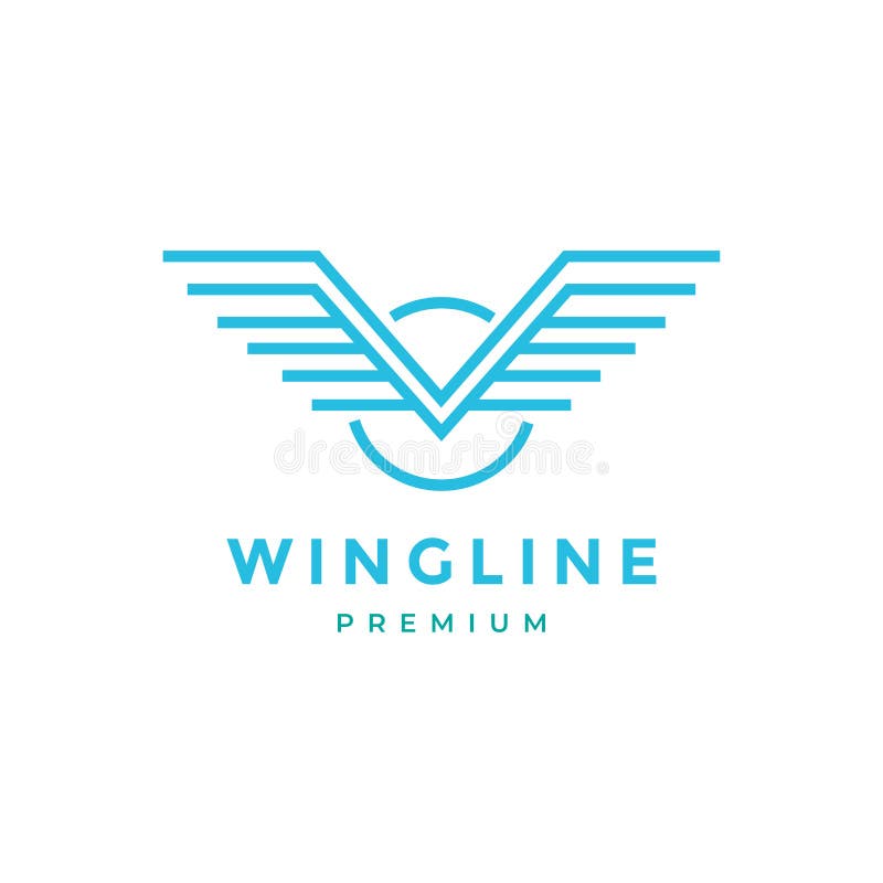 Modern Wings Line Straight Logo Design Stock Vector - Illustration of ...