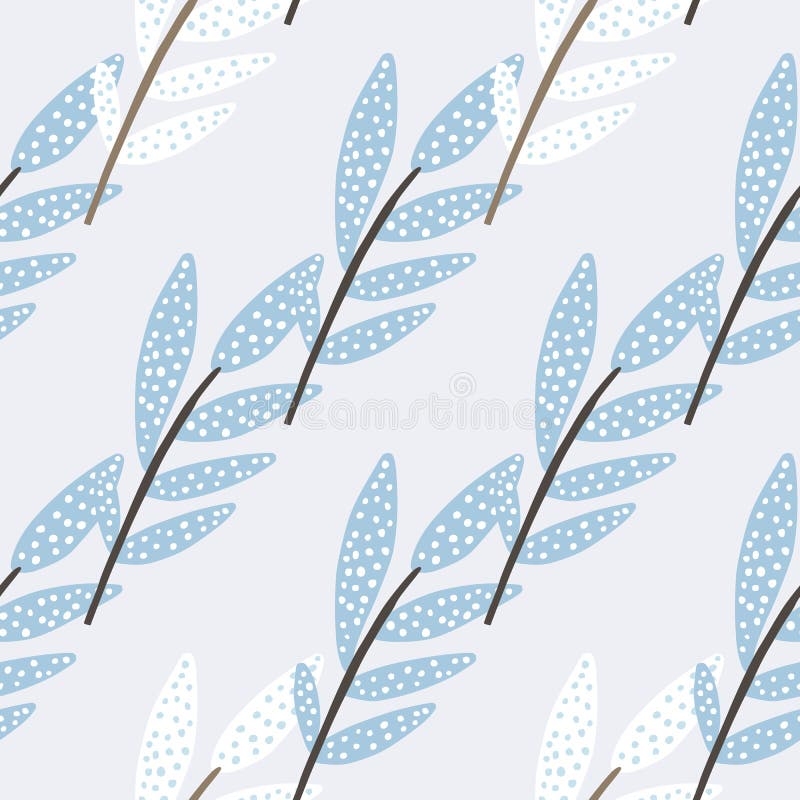 Modern Winter Branches with Leaves Seamless Pattern. Decorative Foliage ...