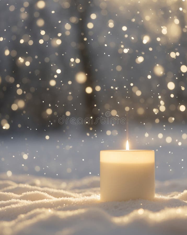 Modern Winter Spirit with Warm Lighting and Snowy Background Stock ...
