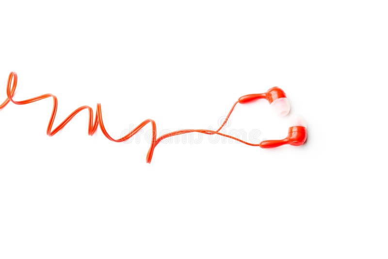 Modern Wired Classic Red Headphones Isolated on White Stock Image ...