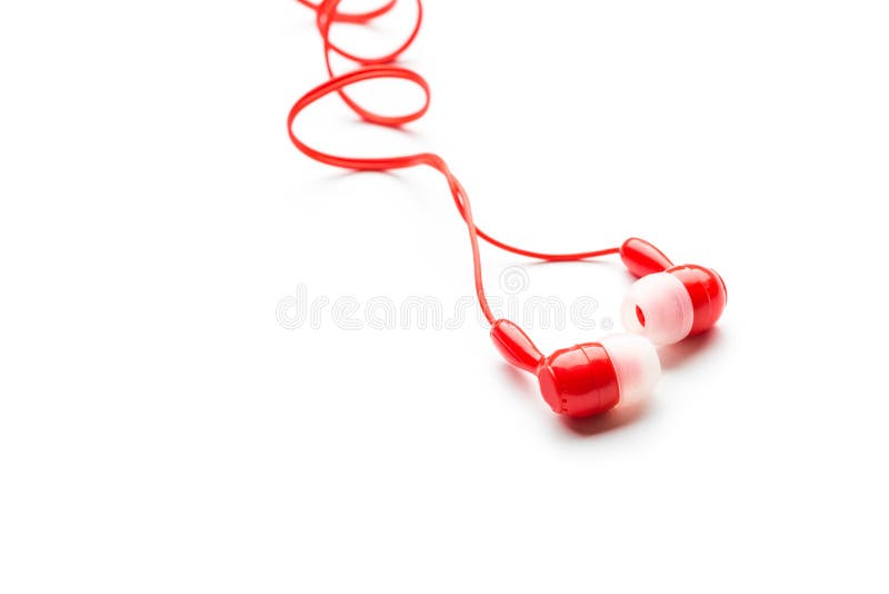 Modern Wired Classic Red Headphones Isolated on White Stock Photo ...