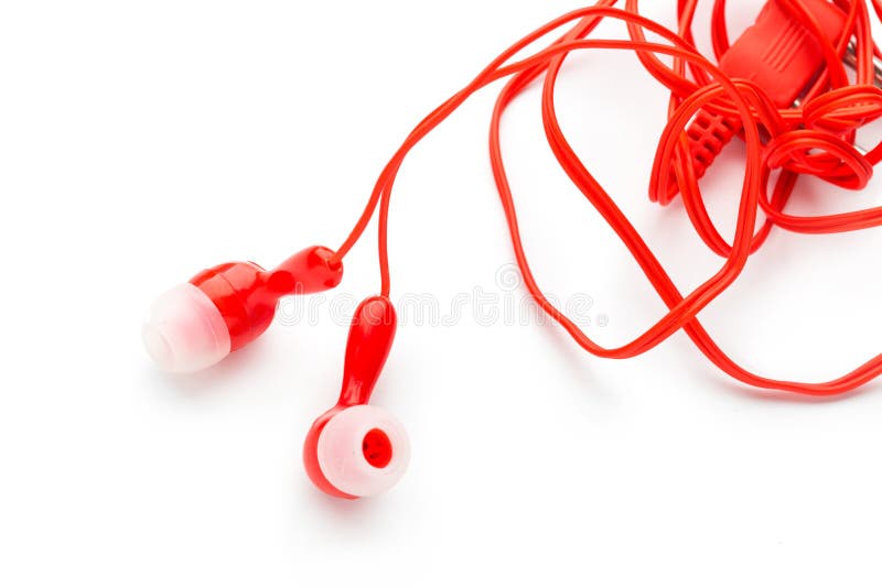 Modern Wired Classic Red Headphones Isolated on White Stock Photo ...