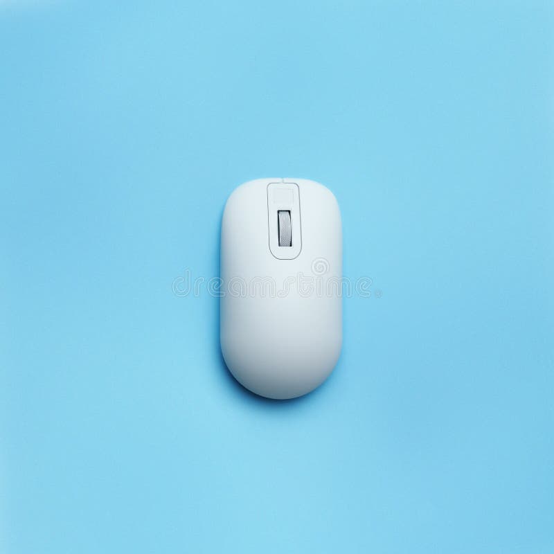 Modern Wireless Computer Mouse on Light Blue Background, Top View Stock ...