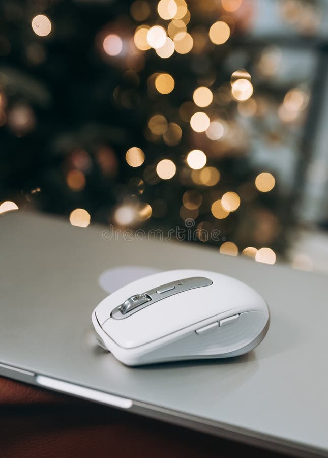 Modern Wireless Computer Mouse on Wooden Table Stock Photo - Image of ...