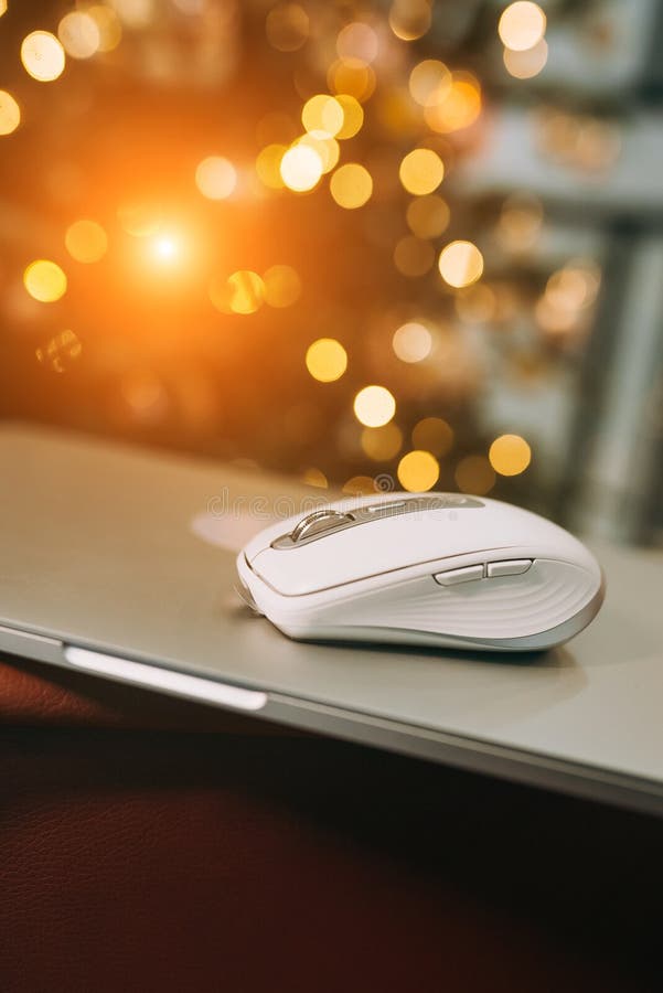 Modern Wireless Computer Mouse on Wooden Table Stock Image - Image of ...