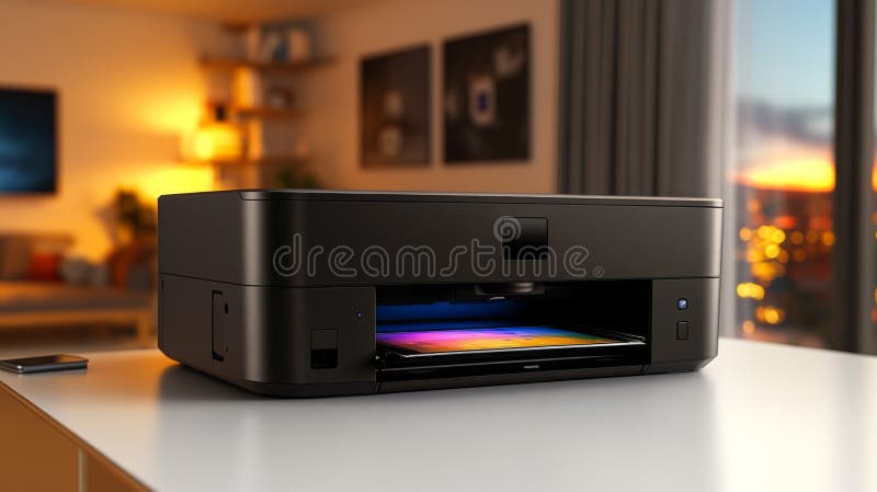 Modern Wireless Home Photo Printer Ready To Print Stock Illustration ...