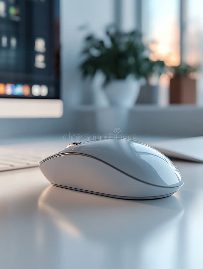 Modern Wireless Mouse on a Clean Desk in an Office Setting. Stock Photo ...