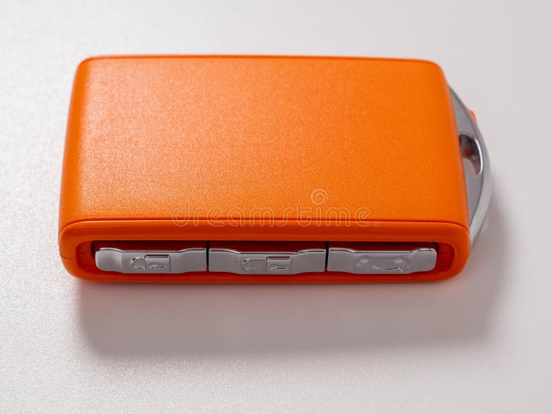 Modern Wireless Orange Car Ignition Key on a White Background. Stock ...